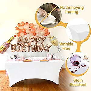 6 Pack White Fitted Spandex Table Covers - 6Ft Stretch Tablecloths for 6 Foot Rectangle Folding Tables Rectangular Bulk Linen Fabric Elastic Table Clothes for Wedding Banquet Party Buffet Display
