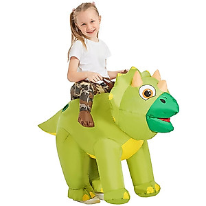 GOOSH Inflatable Dinosaur Costume Kids Triceratops Costume Halloween Dinosaur Blow up Costumes Kids Dinosaur Costumes Toddler (48 inches) Green