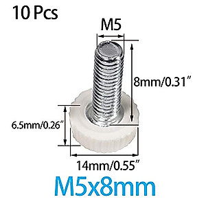 L-A M5x8mm Thumb Screw Knobs Grip Thumb Screw Threaded Knurled Knobs Grip (10 Pcs White）