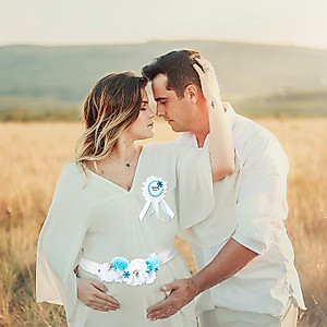 LUOZZY Blue Maternity Sash Mom to Be & Daddy to Be Corsage Pin Baby Shower Button Pregnancy Sash Gender Reveal Souvenir Supplies