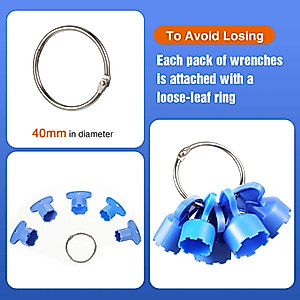 20 Pieces Cache Faucet Aerator Keys Removal Wrench Tool with 4 Loose-leaf Rings, 5 Sizes M16.5, M18.5, M21.5, M22.5, M24