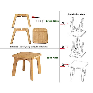 PELYN Bamboo Wooden Mini Step Stool for Kids with Non-Slip Rubber Feet, Small Step Foot Stools for Bedroom Kitchen Bathroom, Holds up to 300lbs, Sturdy and Easy Assembly