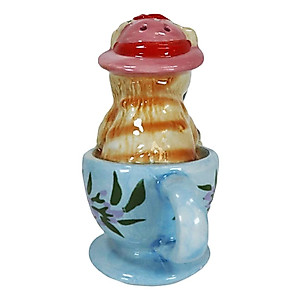 Ebros Ceramic Tabby And Tuxedo Black Kitty Cats In Teacups Kissing Salt And Pepper Shakers Set Valentines Tea Cup Cat Kittens Figurines Party Kitchen Tabletop Collectible Decorative Accents