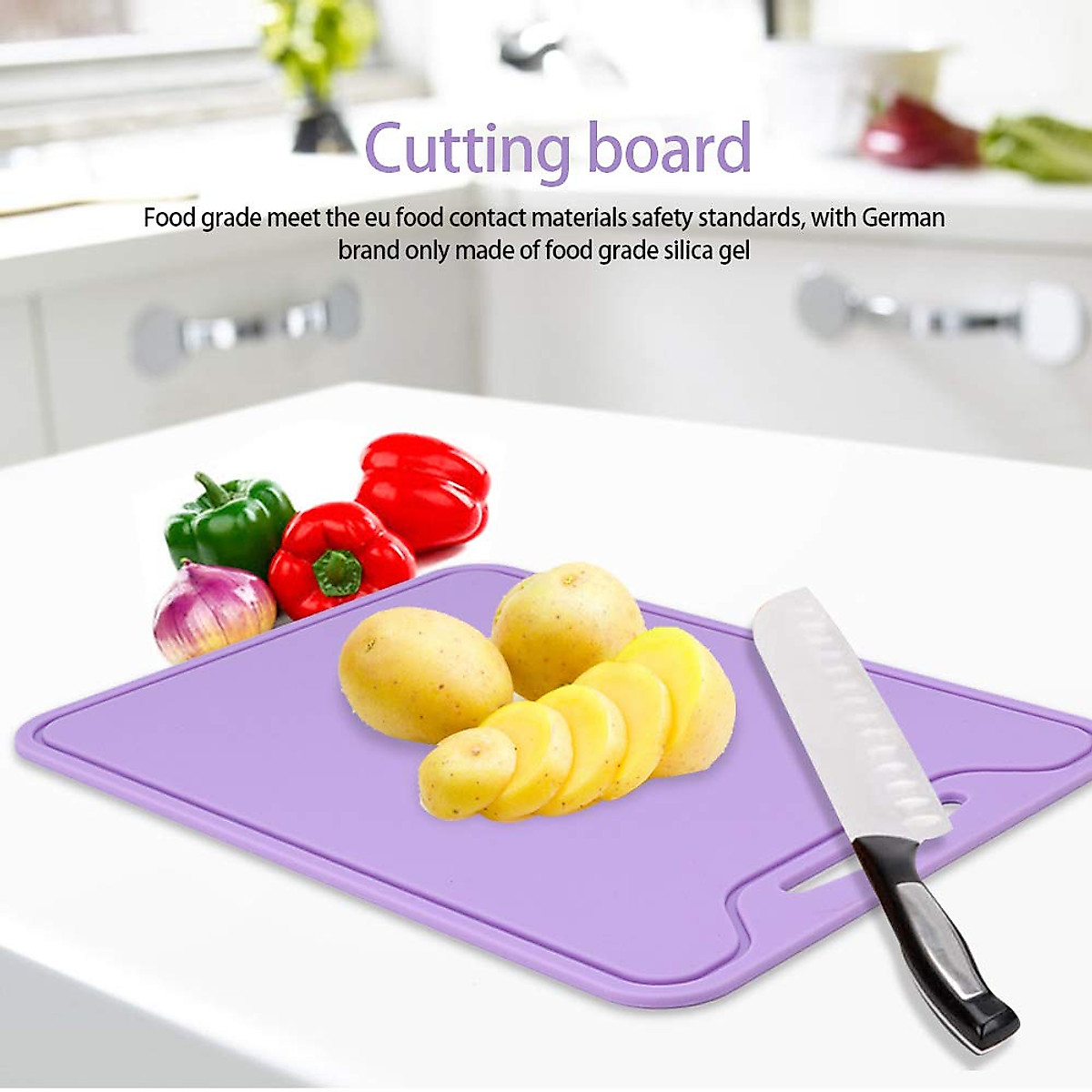 Food Grade Silicone Cutting Board, Flexible Chopping Board for Home Kitchen Use, Purple