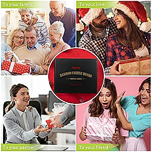 Weoowin Bamboo Charcuterie Boards and Knife Set - Large Cheese Board, Cheese Platter & Tray, Unique House Warming, Birthday, Christmas, Wedding, Registry, Bridal Gift