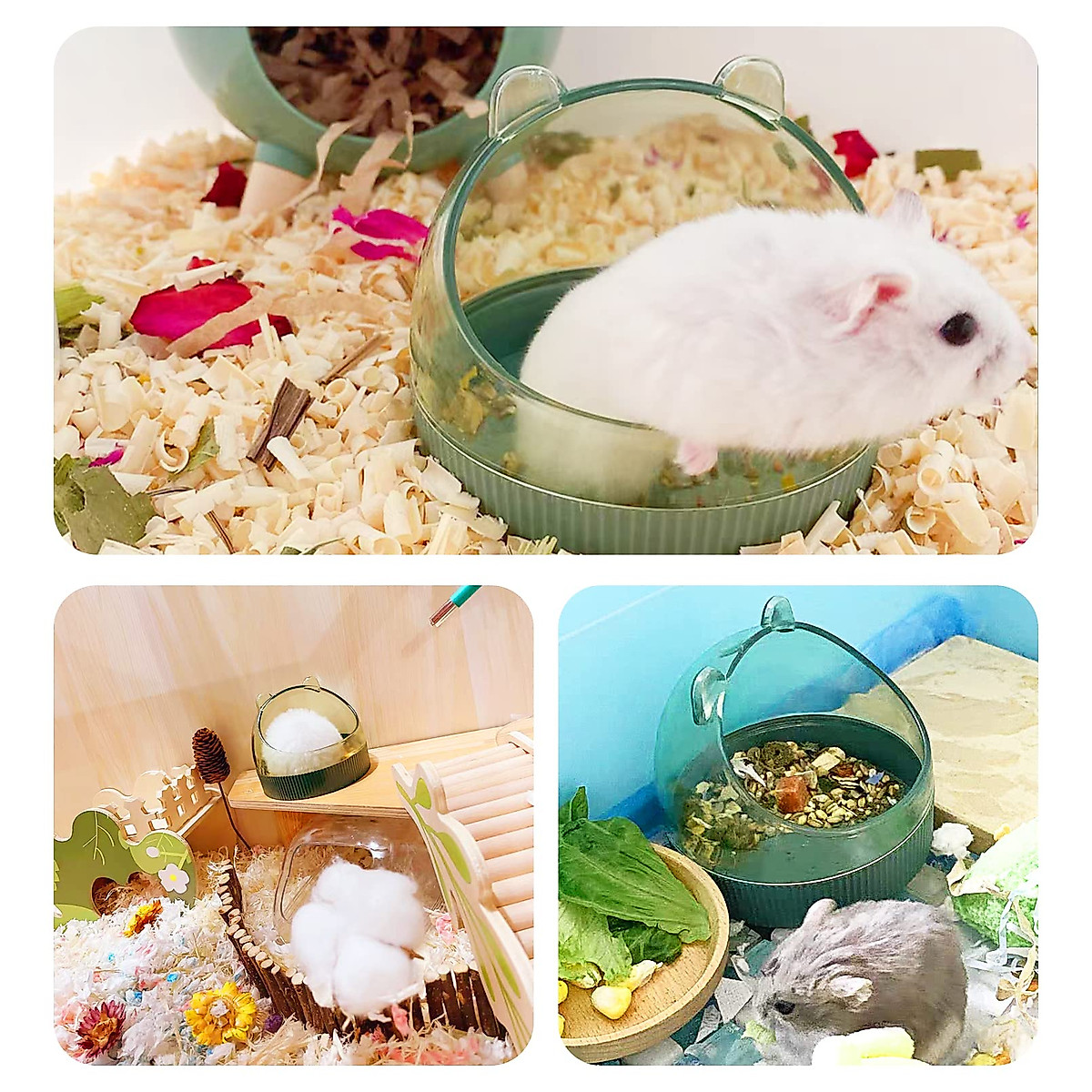 Hamster Food Bowl Acrylic Feeder Small Animal Water Dish and Feeding Bowl Prevent Tipping Moving for Hamster Gerbil Rat Dwarf Hamster Syrian Hamsters