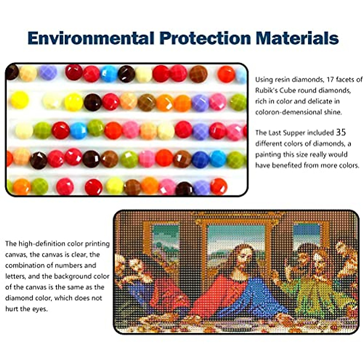 5D DIY Diamond Painting Kits for Adults, Large Size Full Drill Embroidery Paintings Rhinestone Pasted DIY Painting Cross Stitch Arts Crafts for Home Wall Decor Gift, 15.8"x33.5" (The Last Supper)