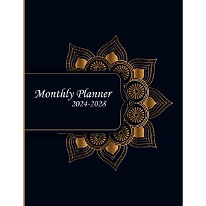 Monthly Planner 2024-2028 Five Years: a Modern Mandala Cover, 60 Months of Monthly Calendars, and Yearly Planners