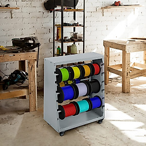 uyoyous Wire Spool Rack 29.5 x 25.2 Inch Cold-Rolled Steel Cable Dispenser Cart with Locked Wheels 6 Rods Electrical Wire Spool Storage Dispenser 300lbs Capacity for Industrial Workplace