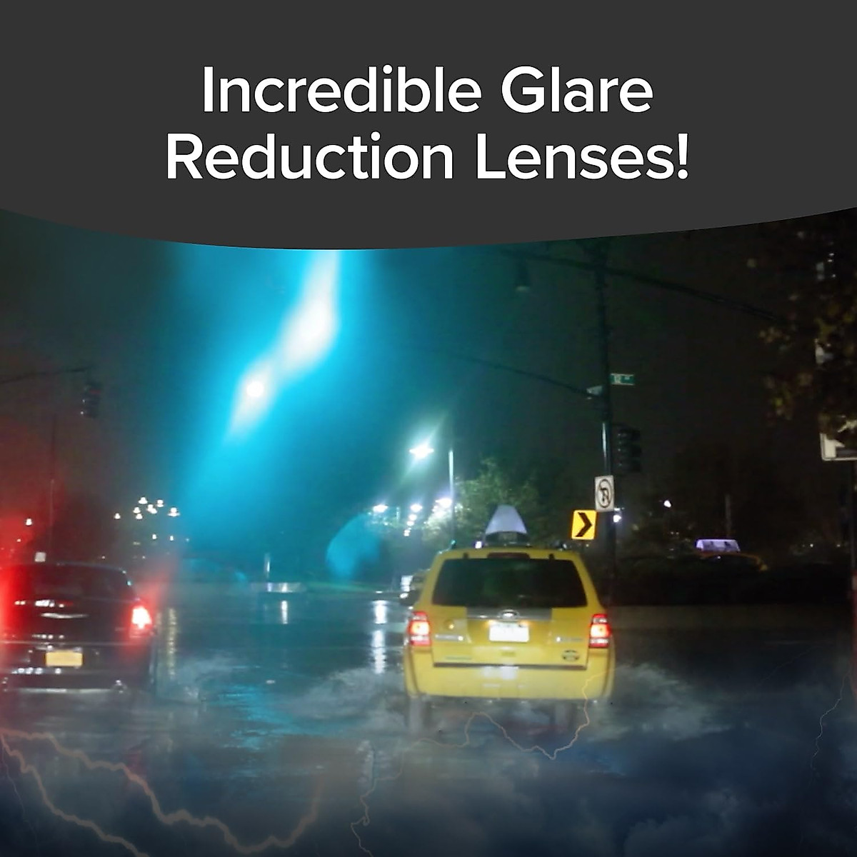 BattleVision Storm Wraparounds Bad Weather Driving Glasses, AS-SEEN-ON-TV, Fits Over Your Prescription Eyeglasses & Reading Glasses, See Clearer, Anti-Glare, Reduces Glare in Rain, Snow & More, Unisex