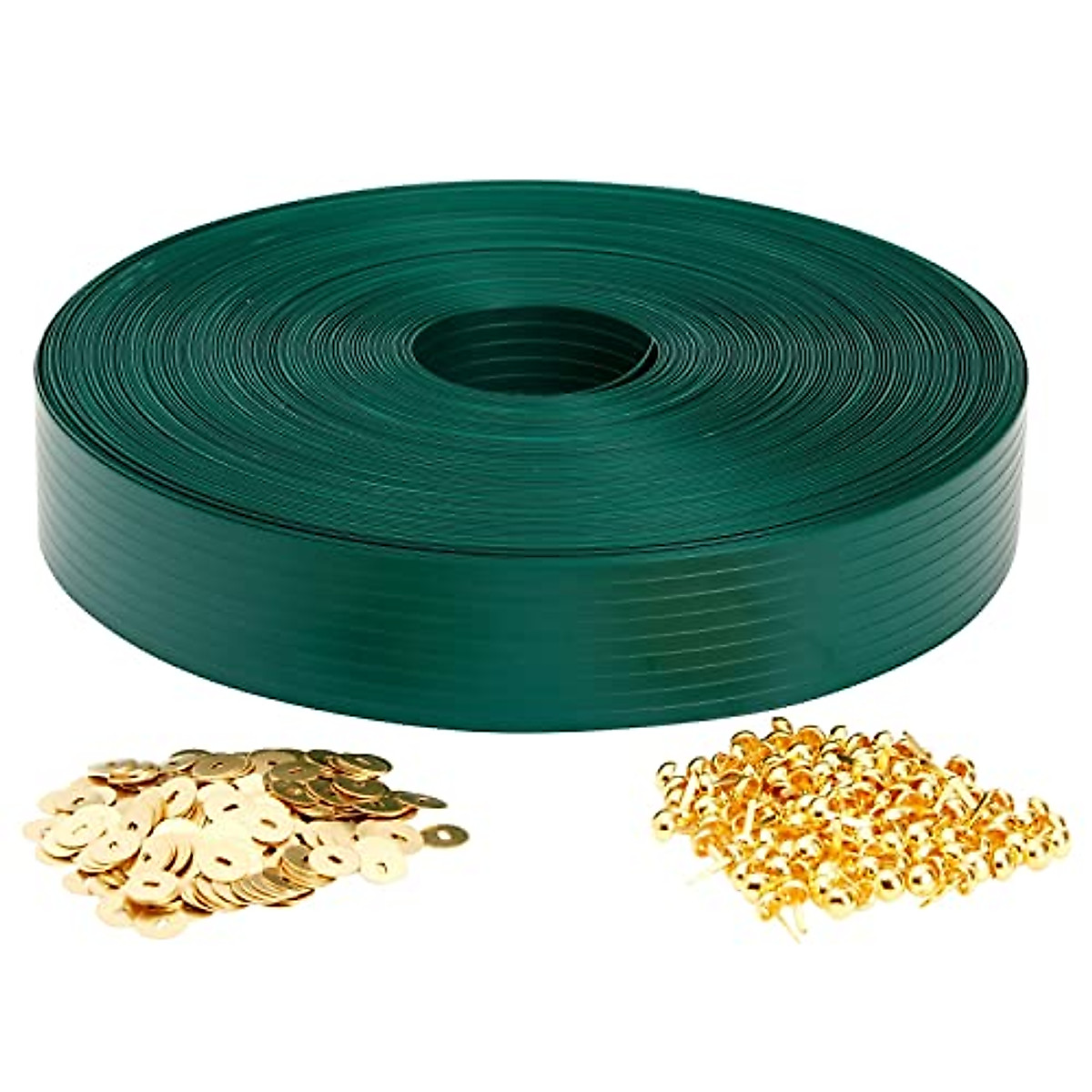Chain Link Fence Slats, Privacy Screen Covering Tape Roll with Brass Fasteners, Weave Panel Design for Home, School, Business, Stadiums (1.8 in x 246 ft, Green)