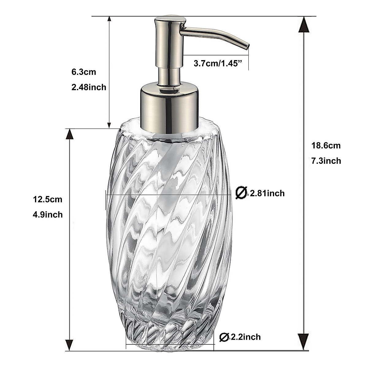 Delle Rosa Countertop Glass Soap Dispenser Oil Rubbed Bronze Clear Glass Bottle Dispenser for Kitchen, Bathroom Essential Oils, Lotions, Liquid Soaps