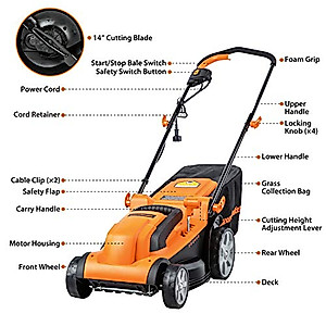 LawnMaster MEB1114K Electric Corded Lawn Mower 15-Inch 11AMP