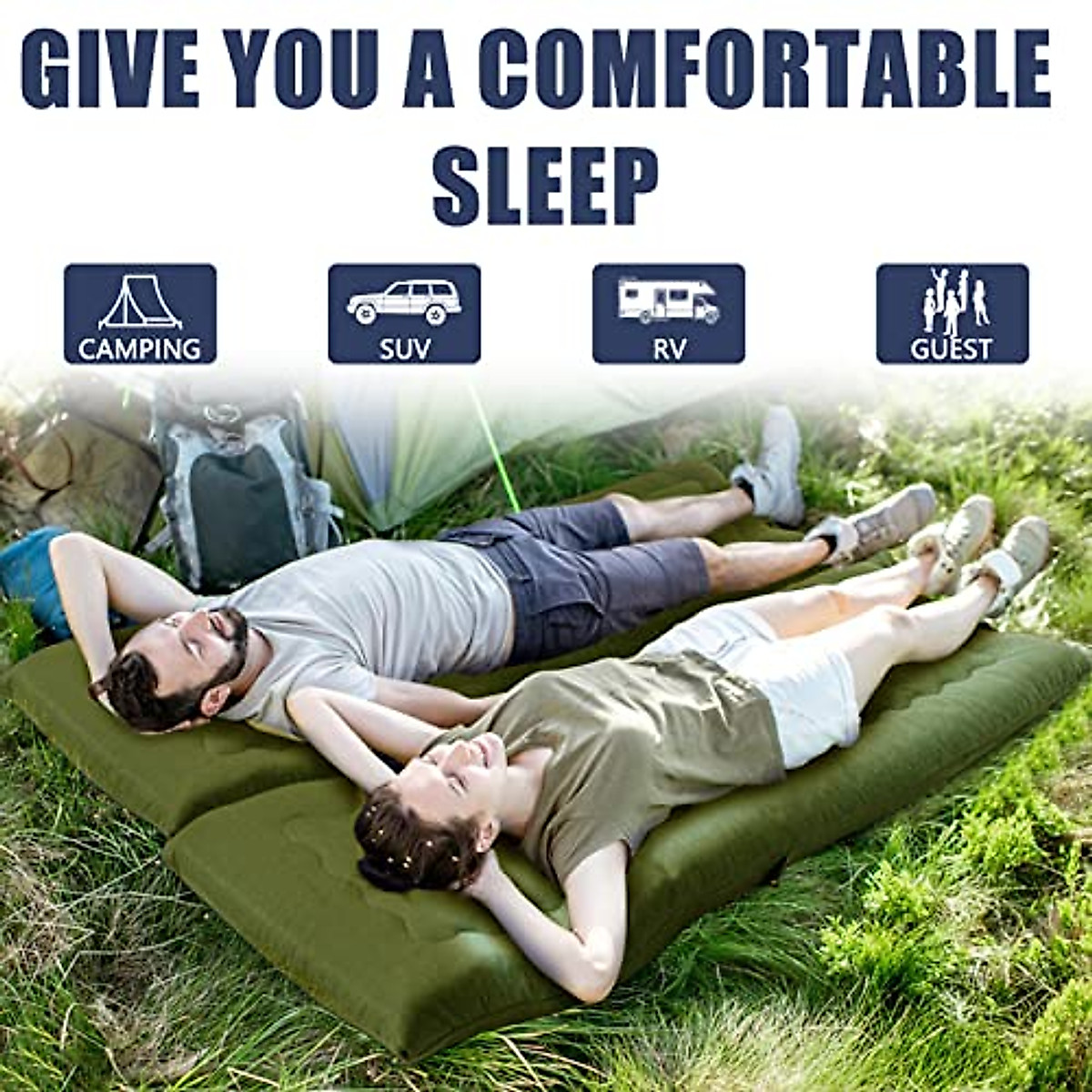 MAXYOYO Roll Up Mattress Sleeping Mat, Floor Futon for Outdoor Indoor, Upgraded Portable and Foldable Mattress, Green Twin, 75x36 Inch