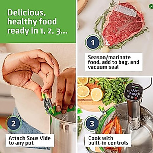 SOUSVIDE ART Sous Vide Immersion Cooker Kit - Machine with Digital Timer, Temp Control, 30 Bags, Vacuum Pump, Suvee Cooker Gift for Chefs