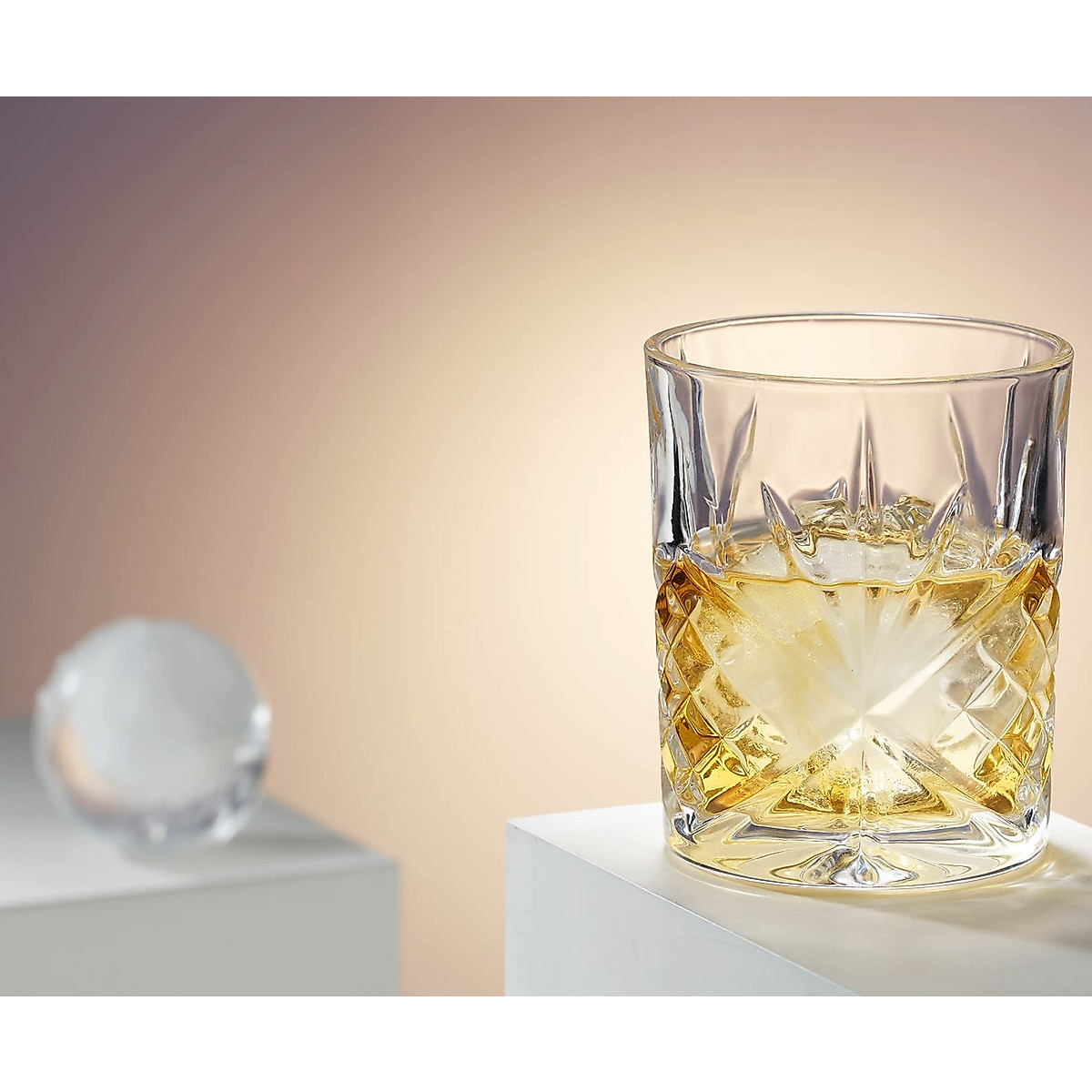 Godinger Whiskey Glasses and Sphere Ice Ball Maker Ice Mold Whiskey Chilling Barware Set, Drinking Glasses, Rocks Glasses, Gifts for Men - Set of 2