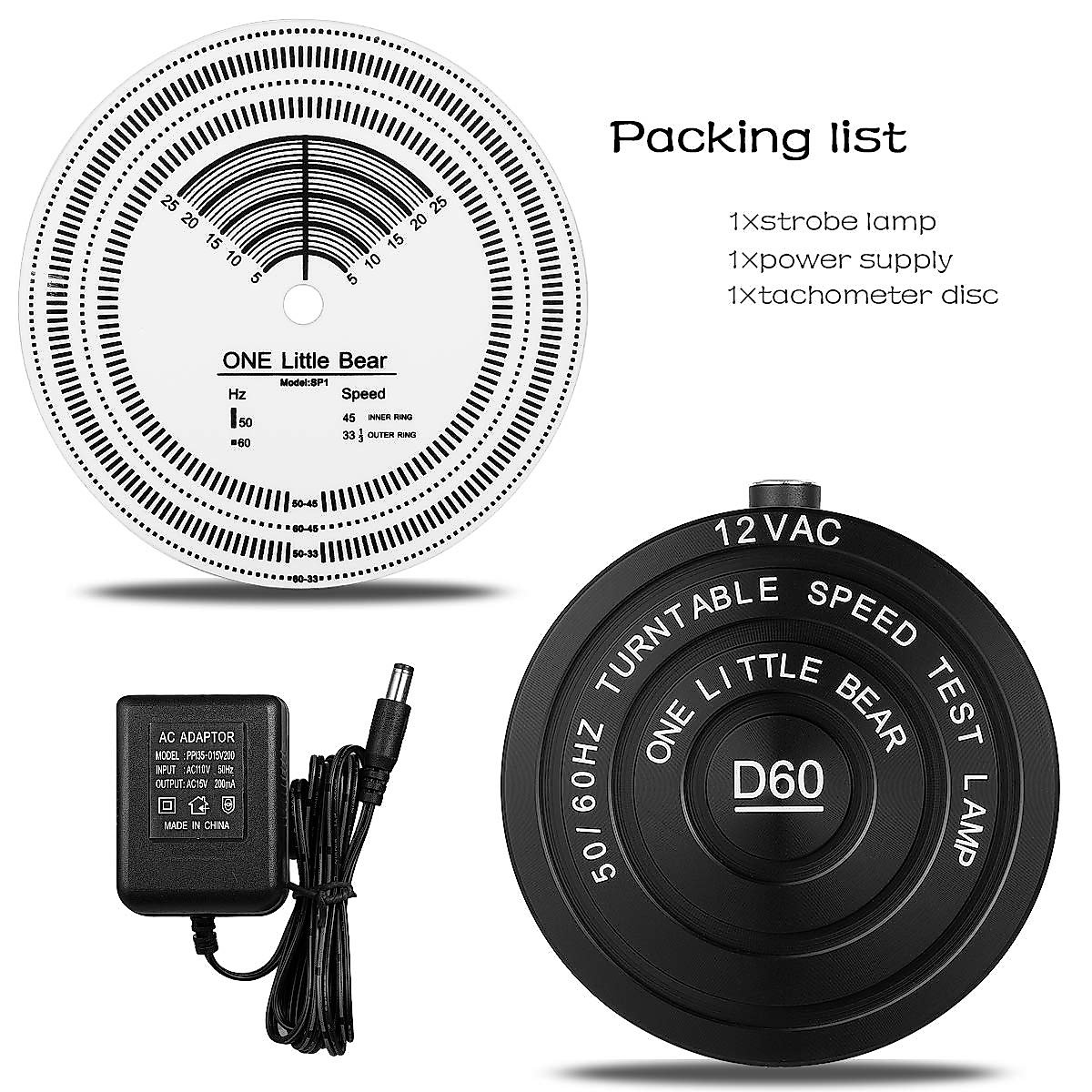 Douk Audio Nobsound D60 50 / 60Hz Stroboscopic Speed Strobe Light Tachometer Disc for Turntable LP Record Player