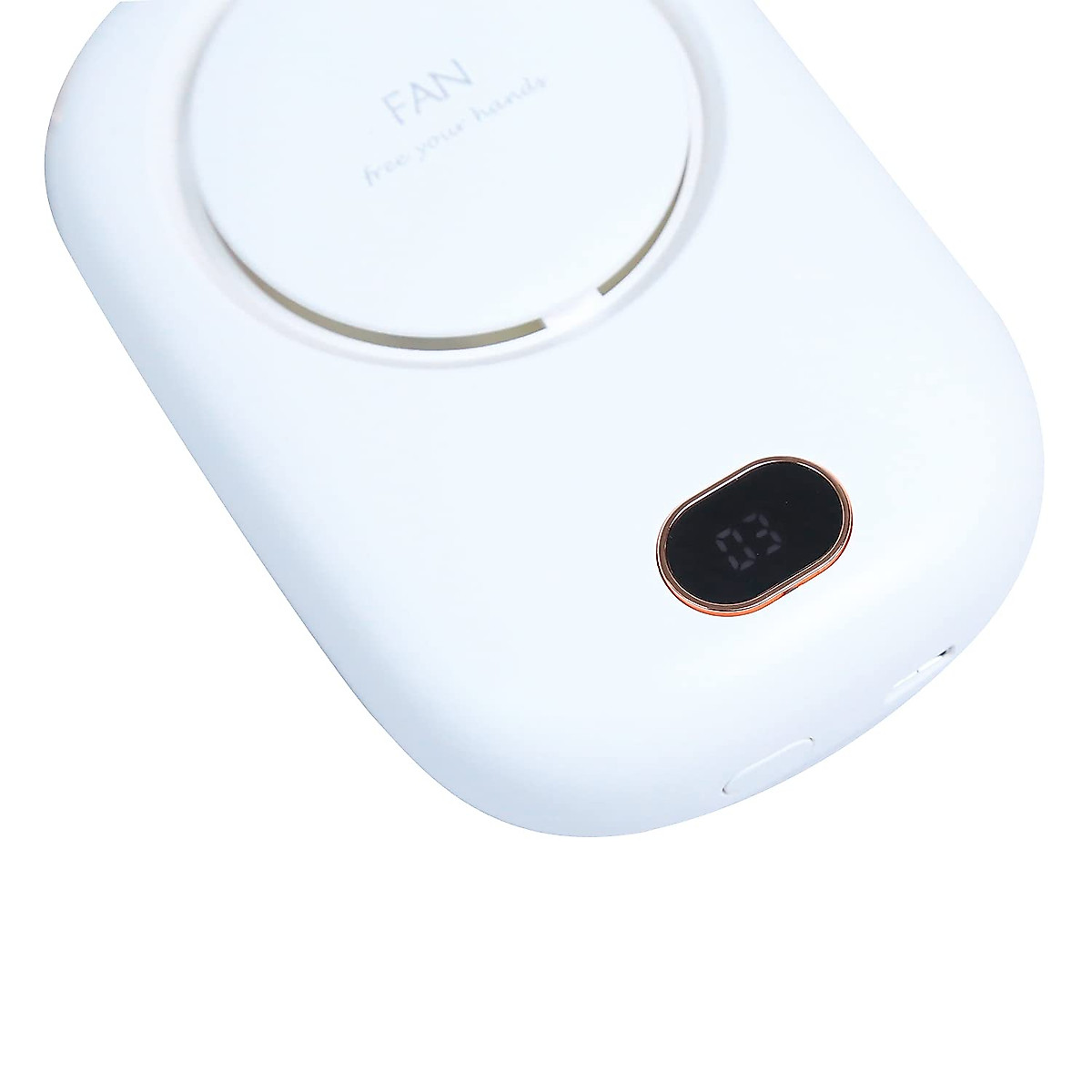 Bladeless Fan, Portable Hanging Neck Fan 3 Speed Adjustable USB Fan Rechargeable Wearable Personal Fan with Led Screen (Pearl White)