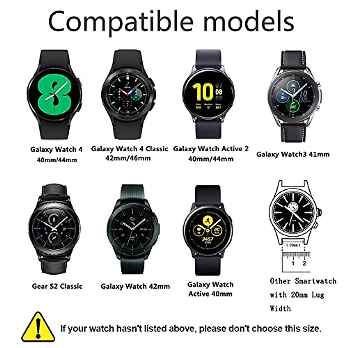 Minggo Band Compatible with Samsung Galaxy Watch Active/Active2 40mm/44mm,Silicone Sports Wristband Replacement Compatible for Galaxy Watch 42mm/Gear S2 Classic/Gear Sport Smart Watch (Black)