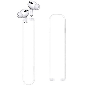 JNSA [Never Lose Your Air Pods Pro] Anti Slip Set , Sport Ear Hook Compatible with Air Pods Pro + Air Pods Pro Earbuds Ear Hooks Cover + Strap Compatible with Air Pods Pro [3in1] (White)