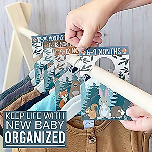 6 Hanger Dividers Baby Closet Size Dividers - Woodland Baby Closet Dividers, Baby Closet Organizer For Nursery Organization, Baby Essentials For Newborn Essentials, Nursery Closet Dividers Girl or Boy