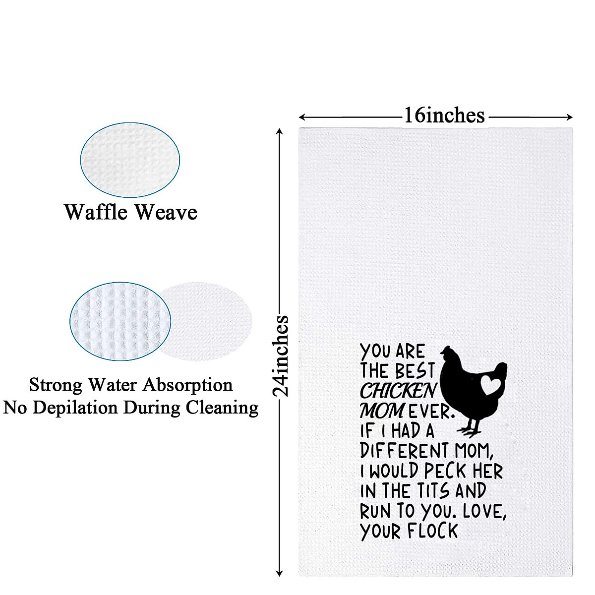 PXTIDY Funny Chicken Kitchen Towel Chicken Lady Towel Sweet Housewarming Gift New Home Tea Towel Decorative Waffle Dish Towel
