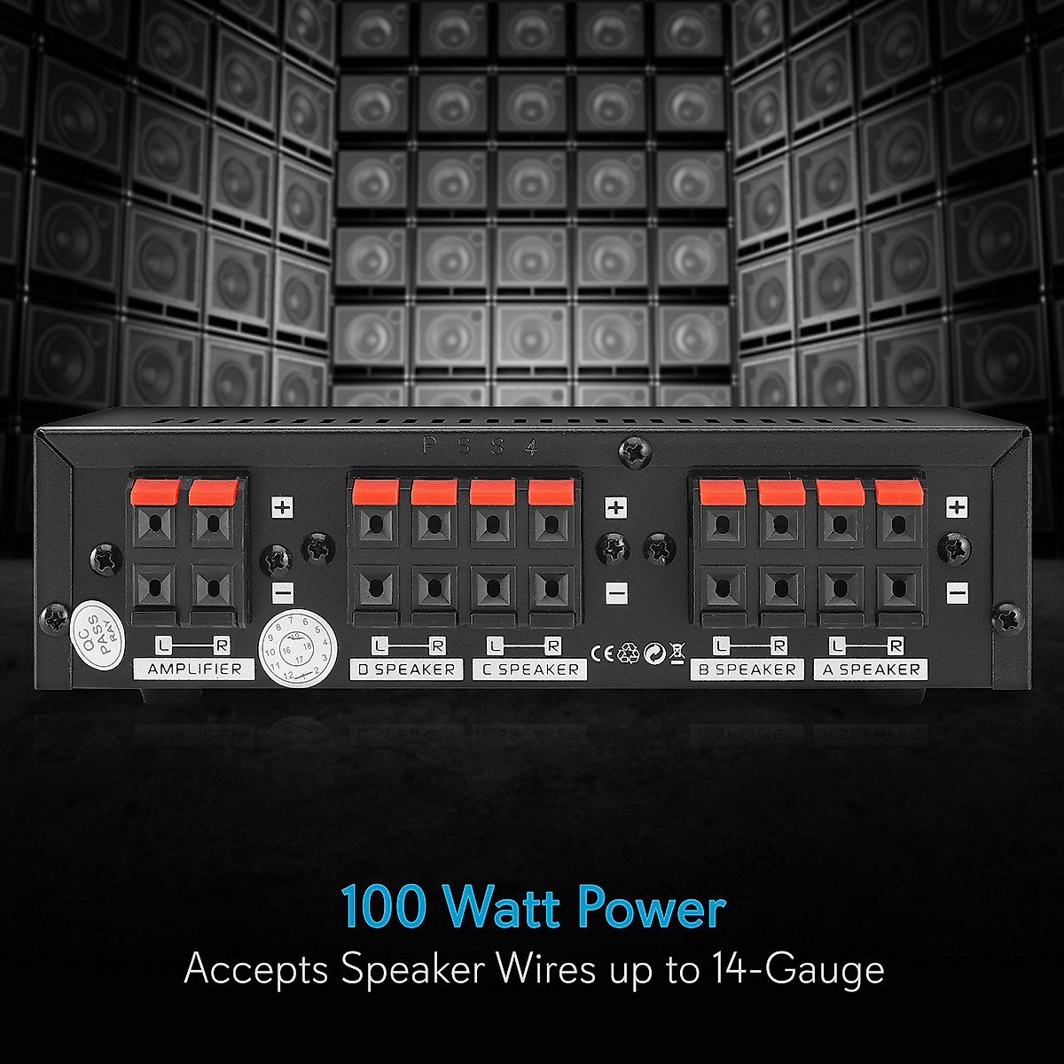 Pyle 4-Zone Channel Speaker Switch Selector - Premium New & Improved Switch Box Hub, Distribution Box for Multi-Channel High Powered Stereo Amp A/B/C/D Switches, 4 Pairs Of Speakers, Black