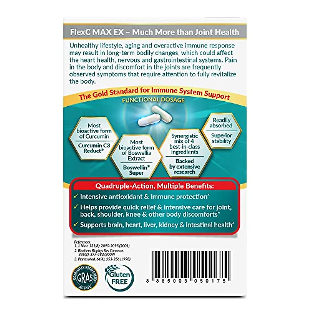 LABO Nutrition FlexC MAX EX with Turmeric Curcumin C3 Reduct 95% Tetrahydrocurcuminoids, Bioperine, Boswellia Extract & OptiMSM, Effective Antioxidation, Joint & Body Discomfort Relief