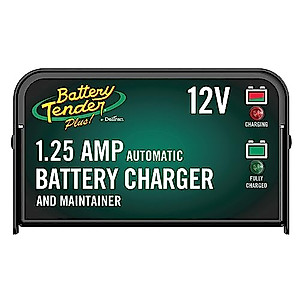 Battery Tender Plus 12V Battery Charger and Maintainer: 1.25 AMP Powersport Battery Charger and Maintainer for Motorcycles, ATVs, UTVs - Smart 12 Volt Automatic Float Charger - 021-0128