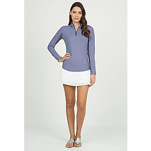 IBKUL Athleisure Wear Sun Protective UPF 50 Icefil Cooling Mini Check Long Sleeve Mock Neck - 10754 Black/White Mini Check L