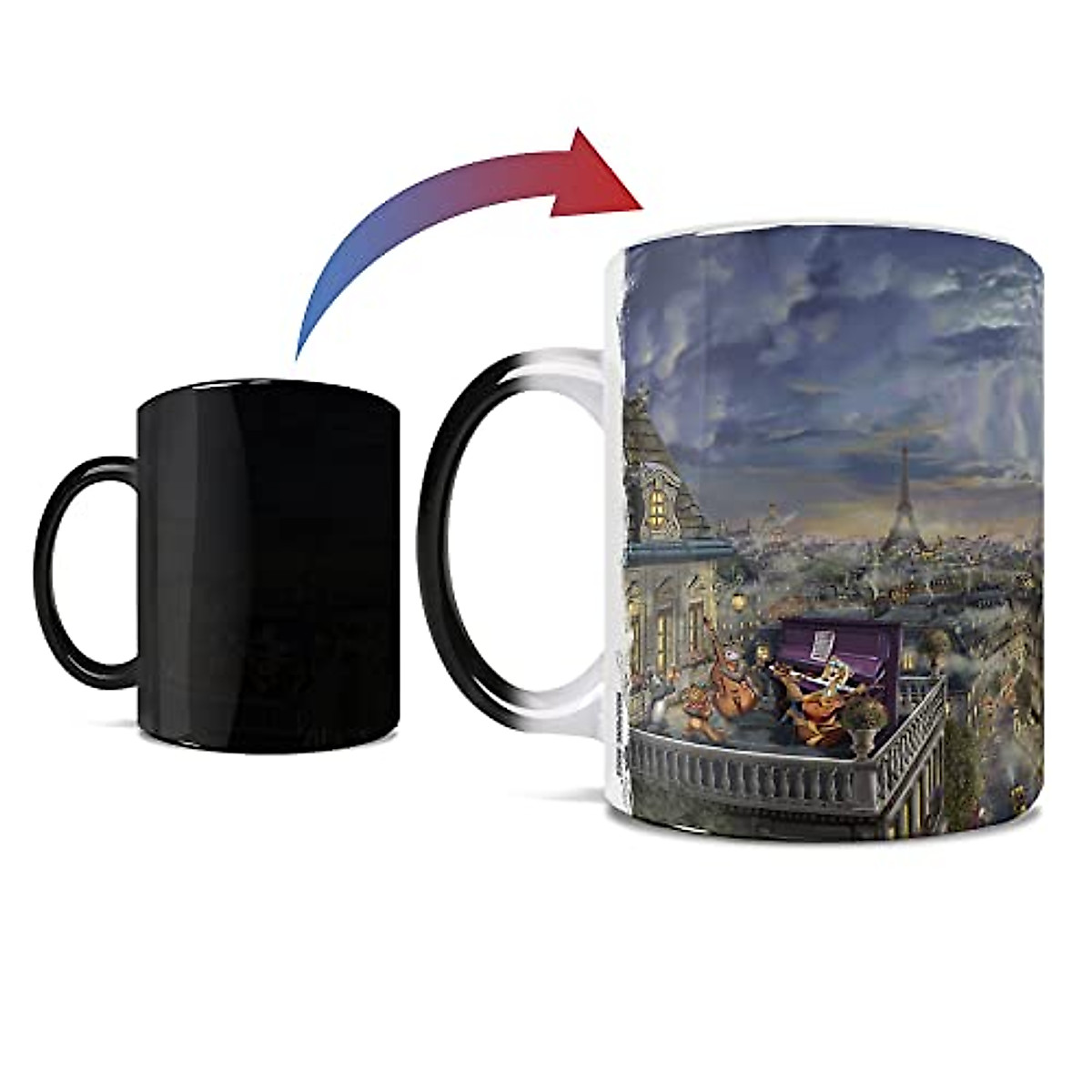 Morphing Mugs Disney – The Aristocats – Love Under the Moon – Thomas Kinkade Studios - One 11 oz Color Changing Ceramic Mug – Image Revealed When HOT Liquid Is Added!