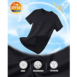 MAGCOMSEN Womens Athletic Tops for Running Moisture Wicking Shirts Black Tshirts Short Sleeves Rash Guard Outdoor Sports Quick Dry Hiking Shirts,S