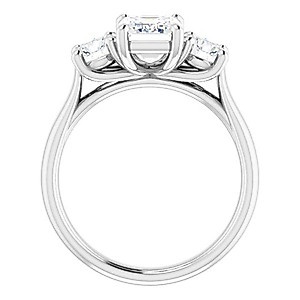 Moissanite Ring 10K Solid White Gold Handmade Engagement Ring 2.0 CT Emerald Cut Moissanite Diamond Three Stone Wedding/Bridal Rings for Women/Her Propose Ring By Rivaan Jewel (4)