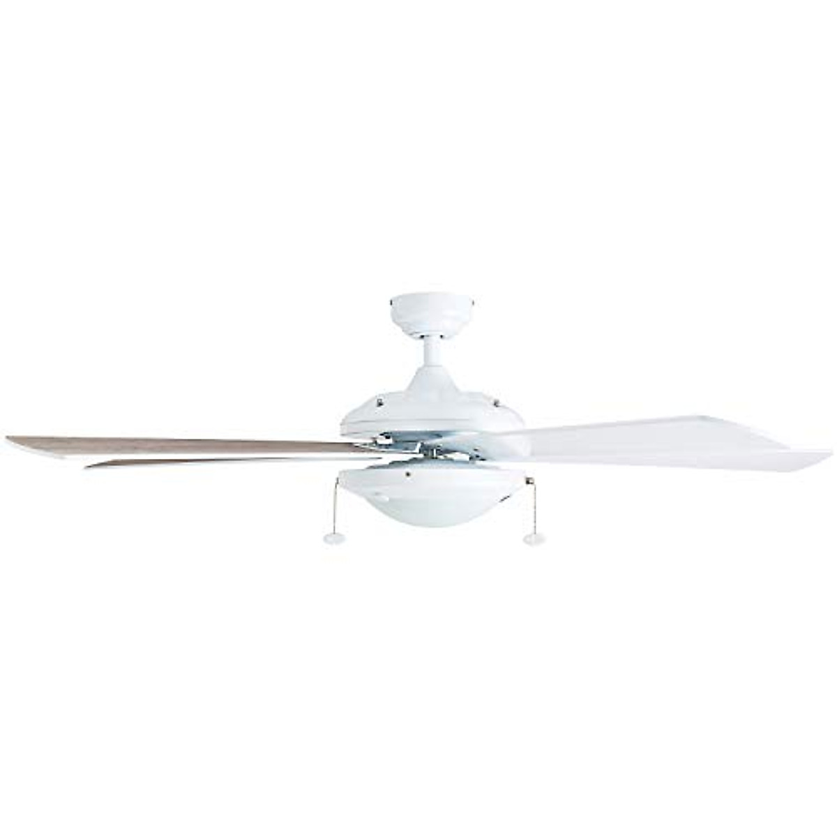 Prominence Home Bolivar, 52 Inch Modern LED Ceiling Fan with Light, Pull Chain, Dual Mounting Options, Dual Finish Blades, Reversible Motor - 80101-01 (White)