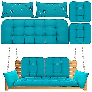 Maitys 5 Pieces Waterproof Outdoor Cushions Couch Cushion Set Wicker Chair Cushions Group Loveseat Cushions Lumbar Pillows for Patio Backyard Porch Garden Furniture (Peacock Blue)