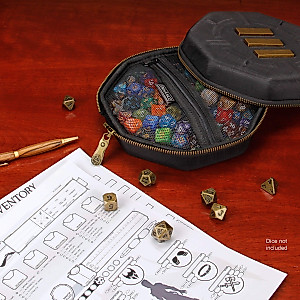 ENHANCE DnD Dice Tray and Dice Case - DnD Dice Holder for up to 150 D&D Dice with Rugged Hard Shell Exterior and Protective Soft Interior - Dice Rolling Tray Perfect for Game Night (Black)