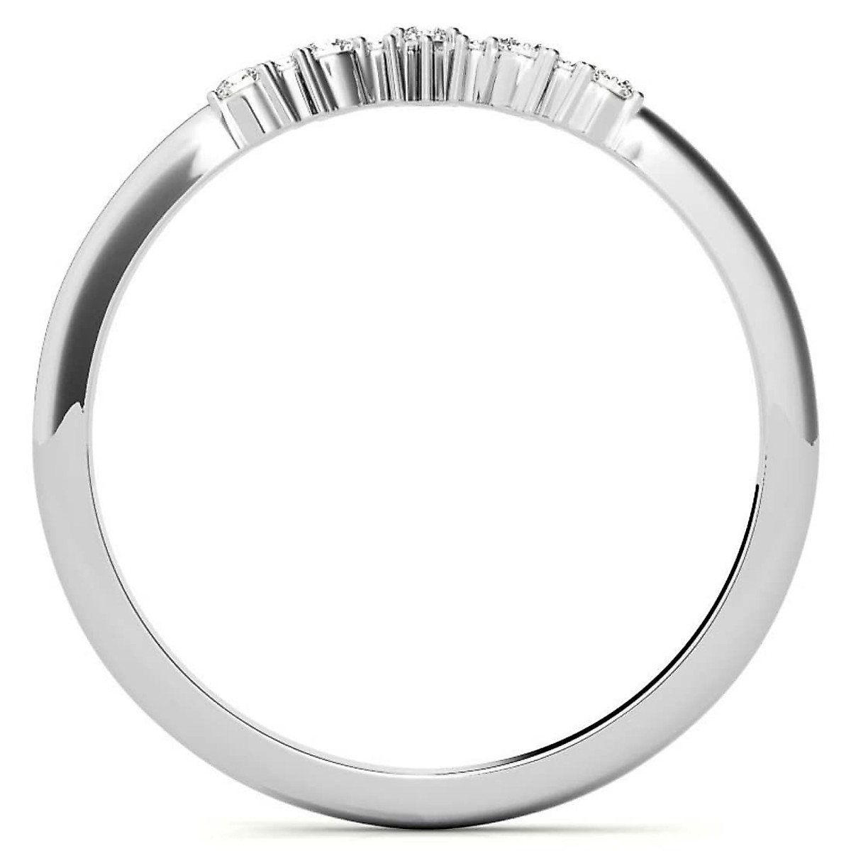 Bhumi Gems Round Curved Moissanite Wedding Band, Engagement Bridal Ring, Half-Eternity Stackable Matching Dainty Comfort Fit Handmade Jewelry Anniversary Band