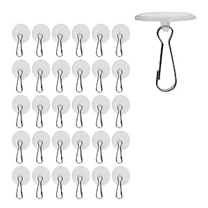 FarBoat 30Pcs 1.18In Self-Adhesive Ceiling Hooks with 1.02In Binding Rings, Transparent Seamless Wall Hooks for Christmas Party Wedding Birthday Decoration
