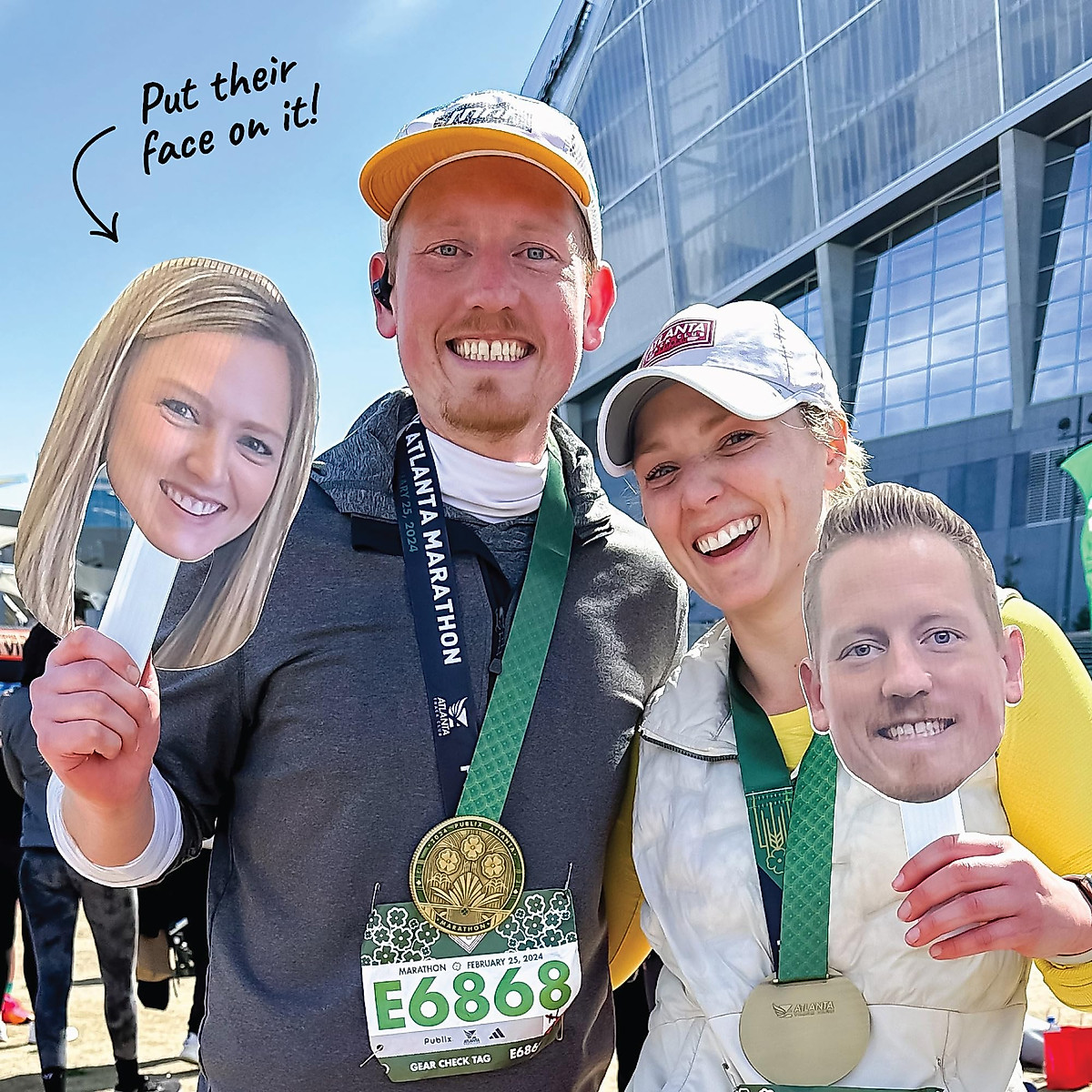 Big Dot of Happiness Fun Face Cutout Paddles - 6 Piece Cut Out Kit - Custom Photo Head Cut Out Photo Booth and Fan Props - Face Photo on Stick - Custom Face Photos Upload 1 Photo