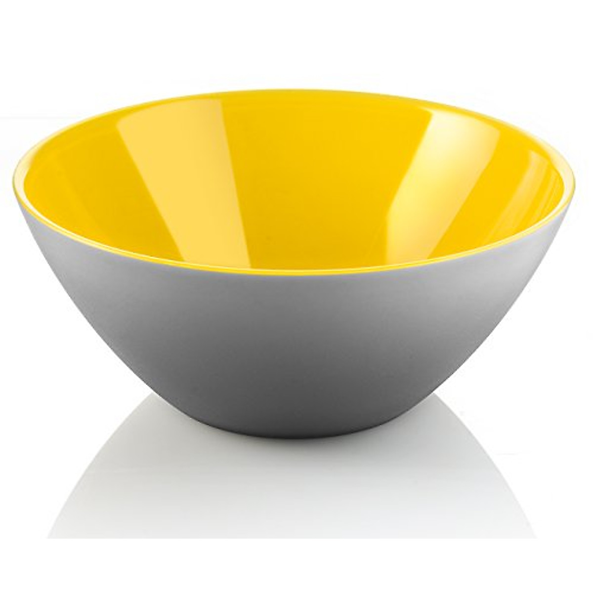 Guzzini My Fusion Large Bowl, BPA-Free Shatter-Resistant Acrylic, 9-3/4 inch Diameter, Ideal for Serving Main Dishes, Salads and Snacks, Grey, Yellow (Model: 281425141)