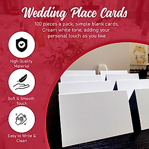 Evaster Place Cards Pack of 100. Premium Tent Name Place Cards for Table Setting 2.5x3.75 inches White Blank - Perfect Place Cards for Weddings, Banquets Dinner Parties and any other Events