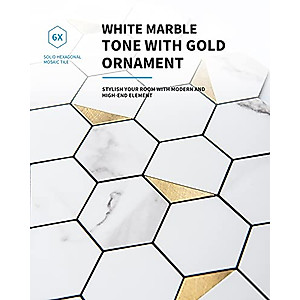 Art3d 10-Sheet Peel and Stick Backsplash for Kitchen Décor, Self-Adhesive Tile Hexagon Mosaic Tiles