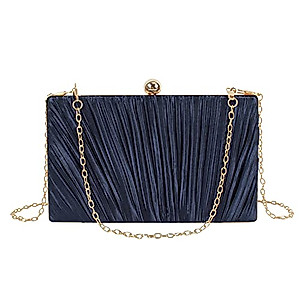 Goclothod Women Pleated Satin Shoulder Bag Party Evening Bag Clutch Purse