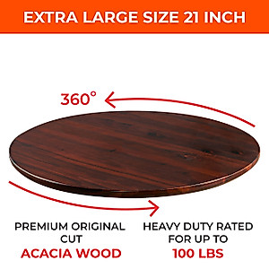 WOODGIN 21inch Acacia Wood Lazy Susan Dark Brown - The Lazy Susan for Table - Extra Large Storage Container, Storage Tray for Kitchen Countertop, Cabinet,Kitchen Essential for Serving & Storage.