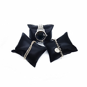 Fannuoncc 10-Pieces PU Leather Small Bracelet/Watch Pillow Jewelry Displays (Black)