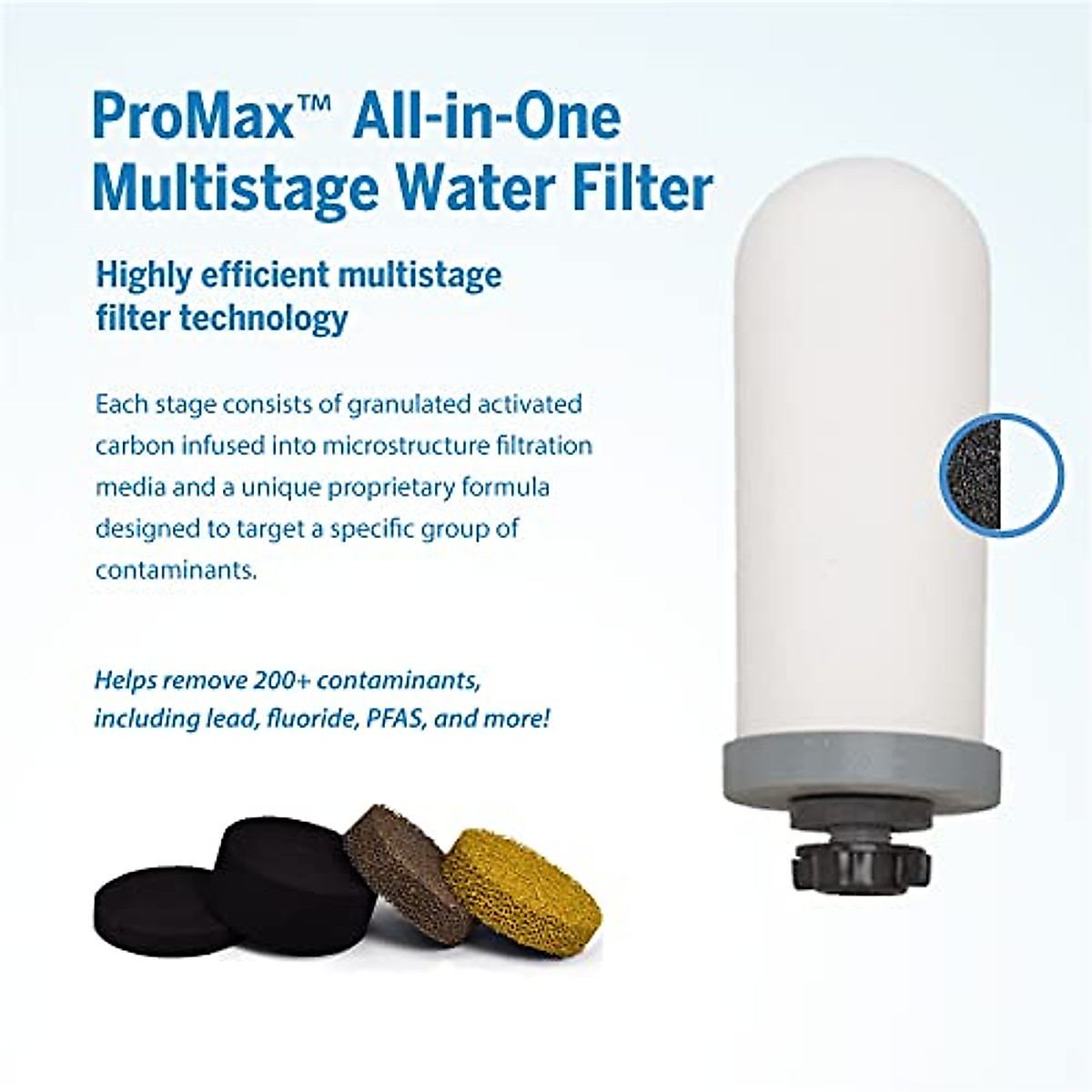 ProOne 5-inch Prepper Replacement Filter for ProOne Scout II Gravity Water Filtration System, Independently Tested Proven to Reduce PFAS