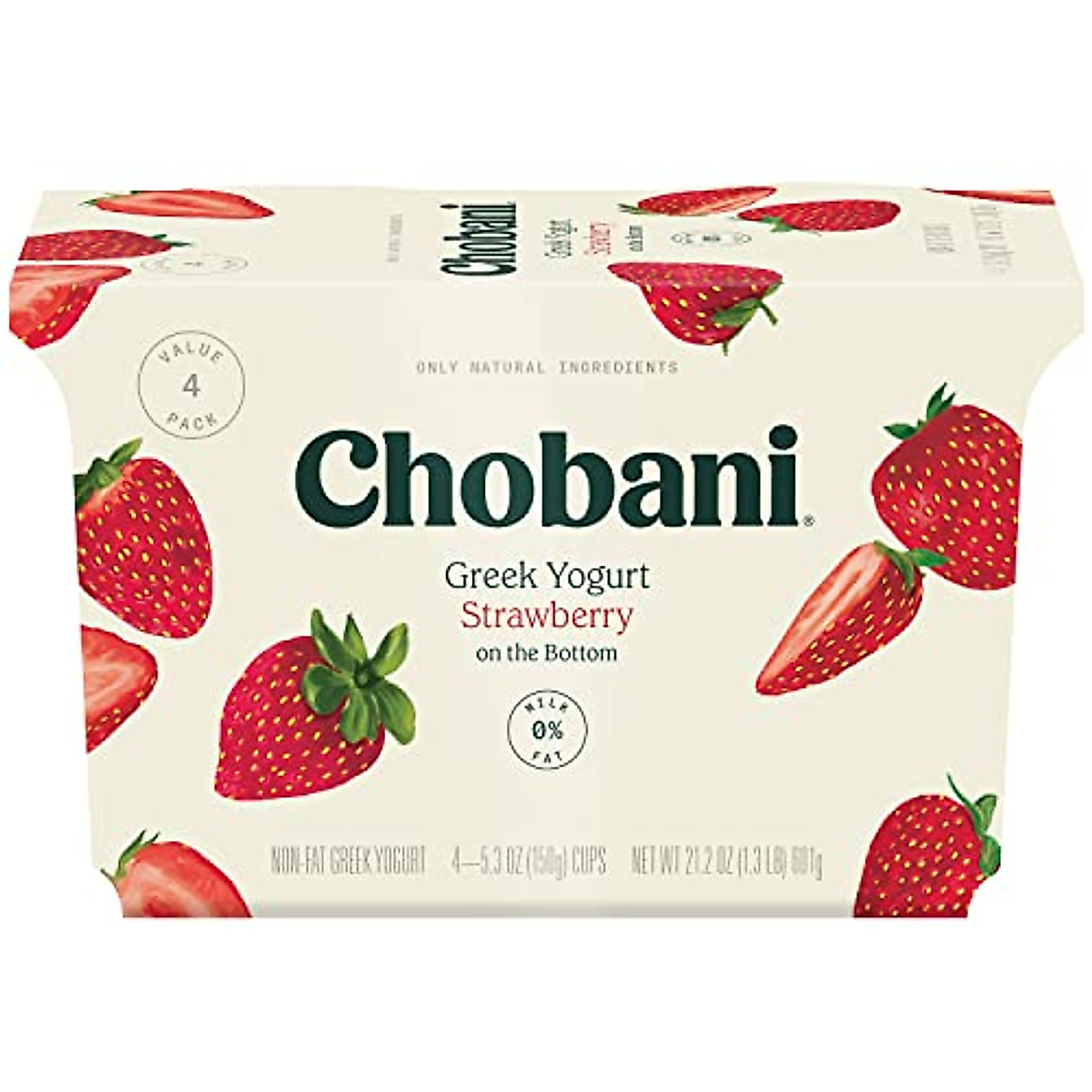 Chobani® Non-Fat Greek Yogurt Strawberry on the Bottom 5.3oz 4-pack