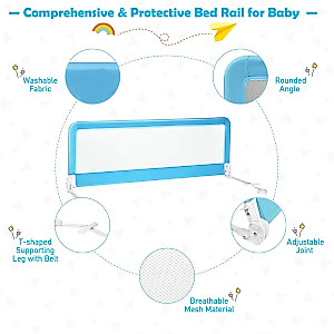 INFANS Bed Rails for Toddlers, 59" Foldable Safety Baby Crib Rail Fit for Kids Twin, Extra Long Swing Down Bed Guardrail for Convertible Crib, Queen King Mattress Side Guard (Grey)