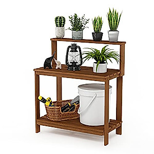 Furinno FG17478 Tioman Outdoor Patio Furniture Hardwood Potting Bench, Natural
