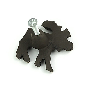 Zeckos Rustic Brown 12 Piece Cast Iron Moose Drawer Pull Cabinet Knob Set